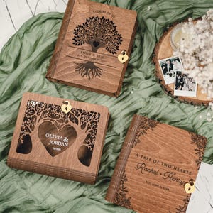 Memory Book for Couples Wood, Keepsake Chest, Personalized Gifts, 5th ...