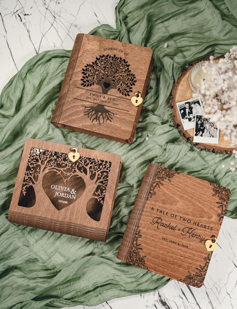 Wood Memory Book Box, Personalized Keepsake Chest , Anniversary Gifts ...