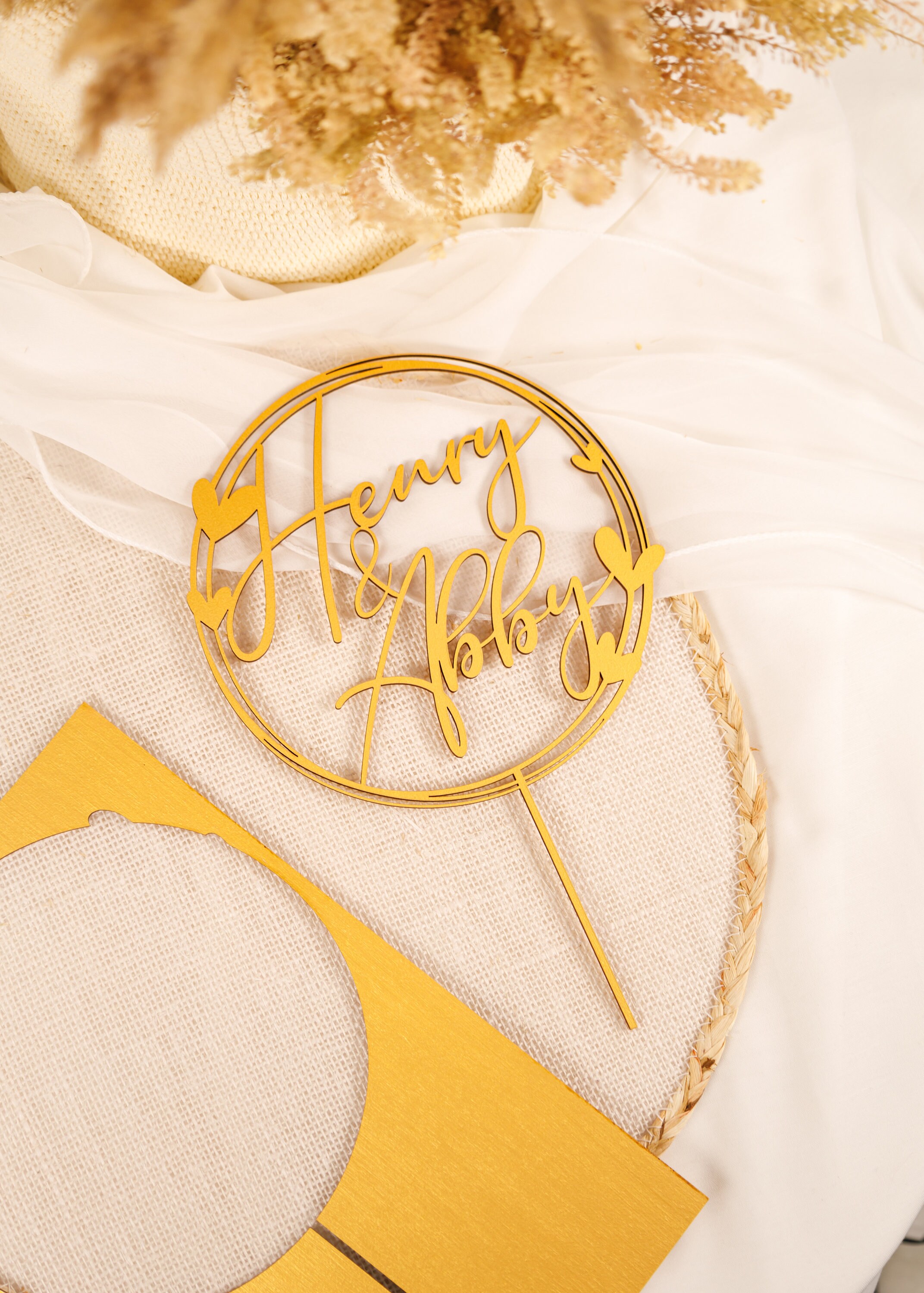 Gold Wedding Cake Topper Personalized Cake Topper Wood - Etsy