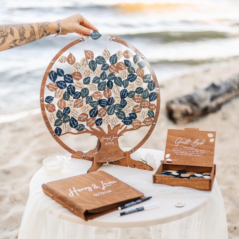 Wedding Guest Book Alternative, Personalized Family Tree Guest Book ...