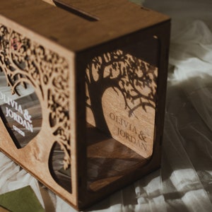Wedding Card Box, Family Tree Card Box With Slot for Wedding, Rustic ...