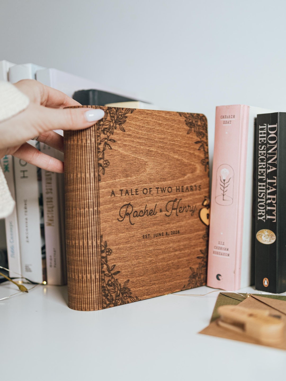 Memory Book for Couples Wood, Keepsake Chest, Personalized Gifts, 5th ...