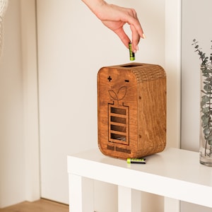 Battery Box, Recycling Batteries Container, Used Batteries Wooden Box ...
