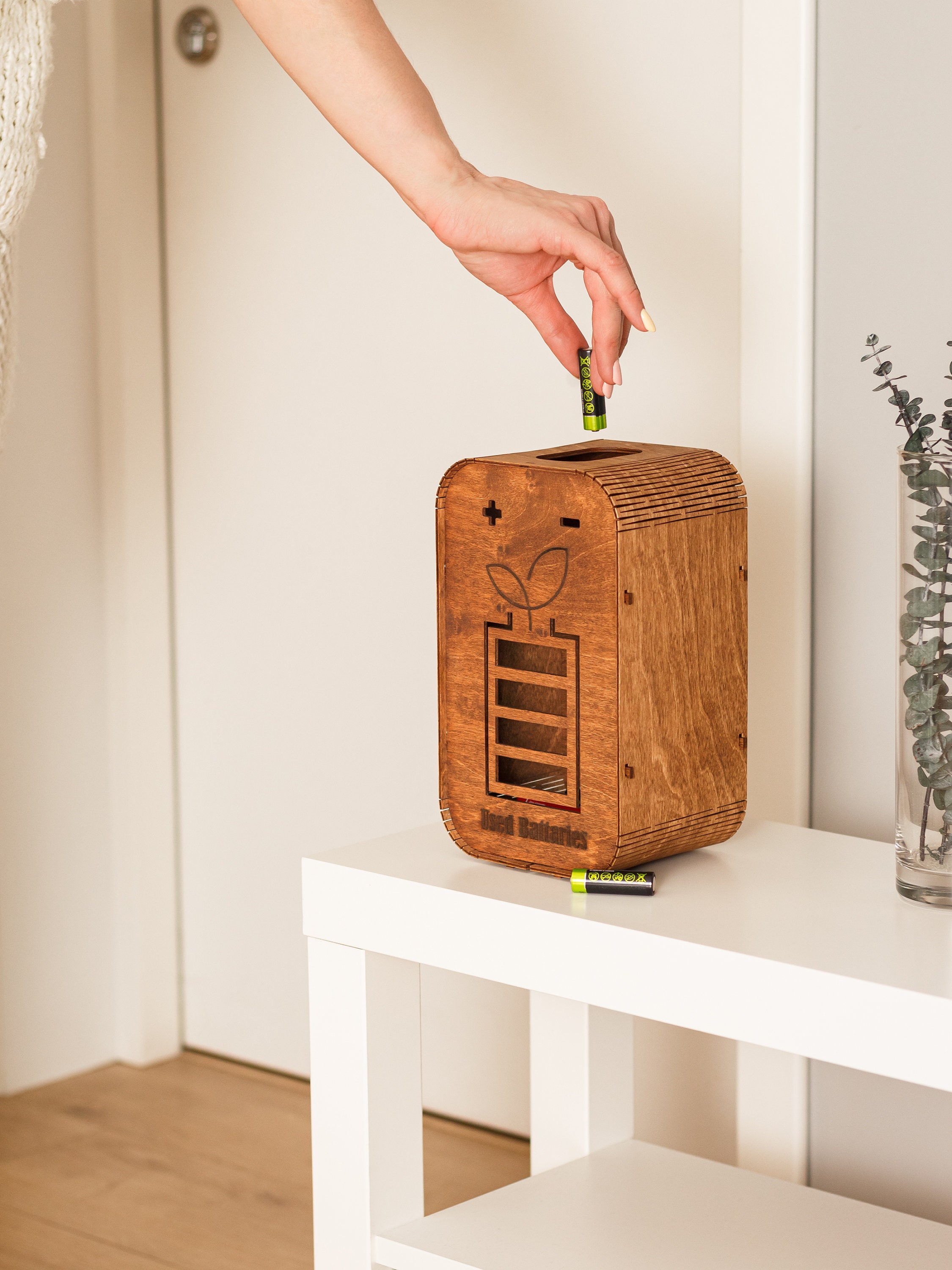 Battery Box, Recycling Batteries Container, Used Batteries Wooden Box ...
