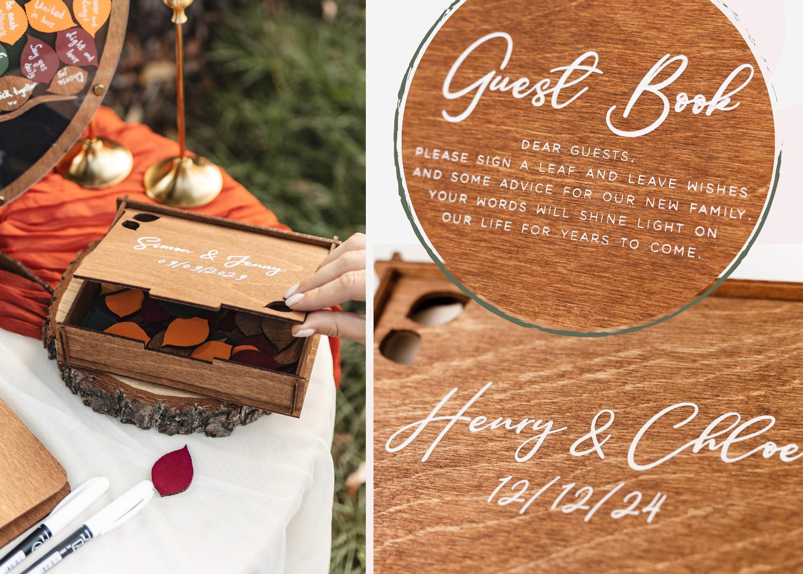 Fall Wedding Guest Book Alternative, Personalized Family Tree Guest ...