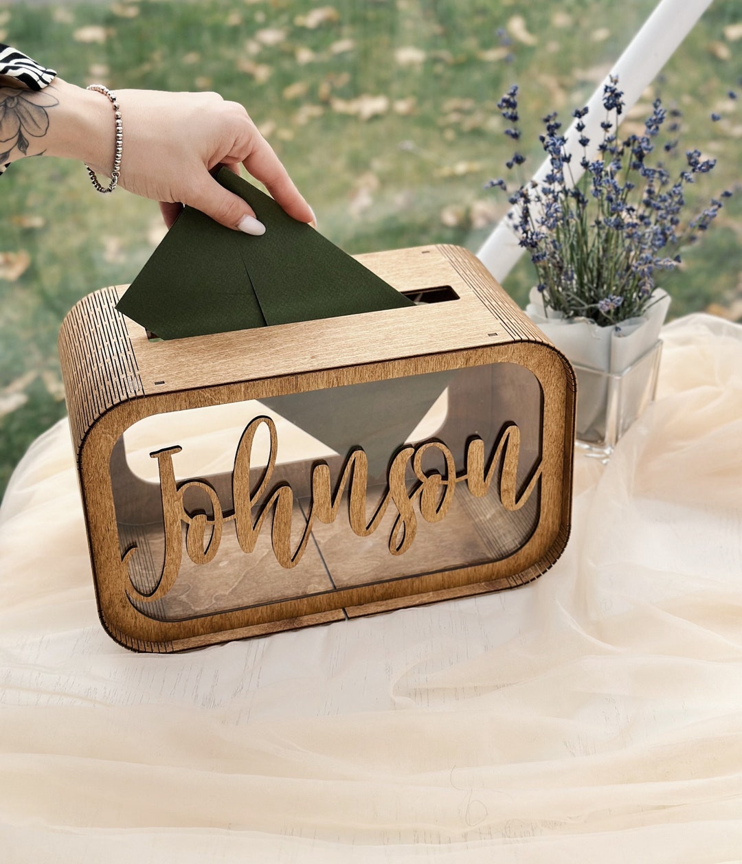 Personalized Wedding Card Box With Slot, Card Box for Wedding, Money ...