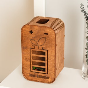 Battery Box, Recycling Batteries Container, Used Batteries Wooden Box ...