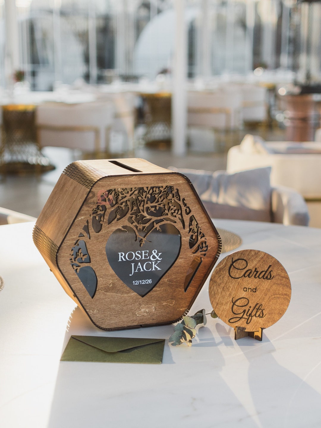 Personalized Wedding Card Box, Card Box With Slot Family Tree for ...