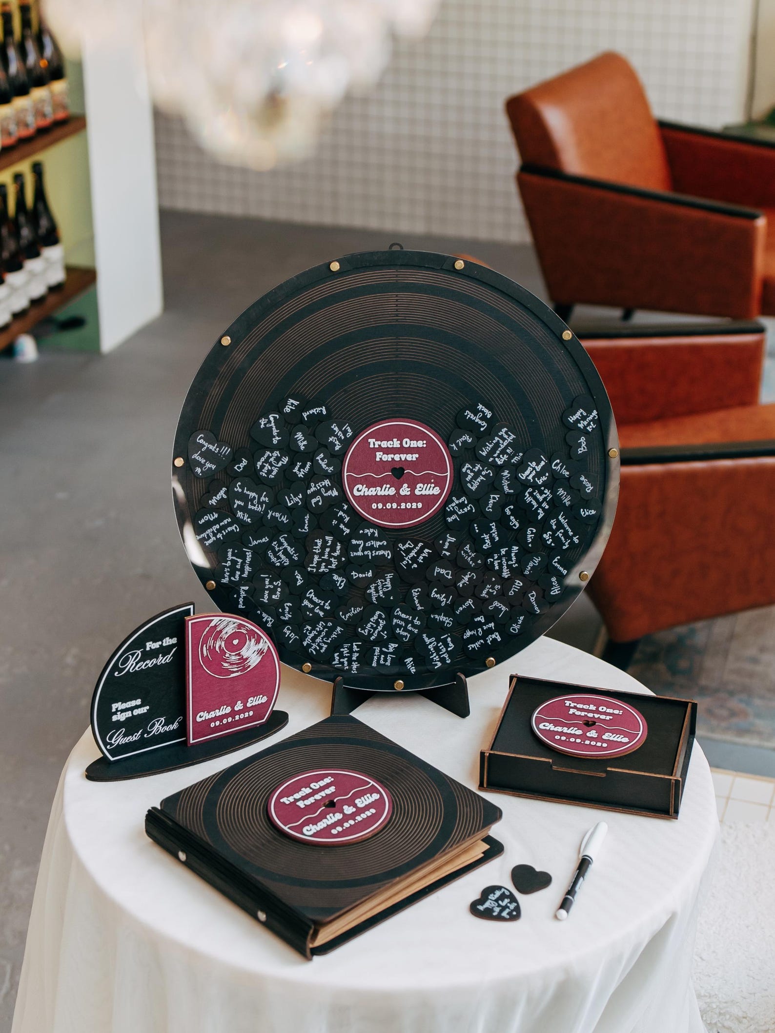 Vinyl Record Guest Book Alternative Wedding Guest Book Wood ...