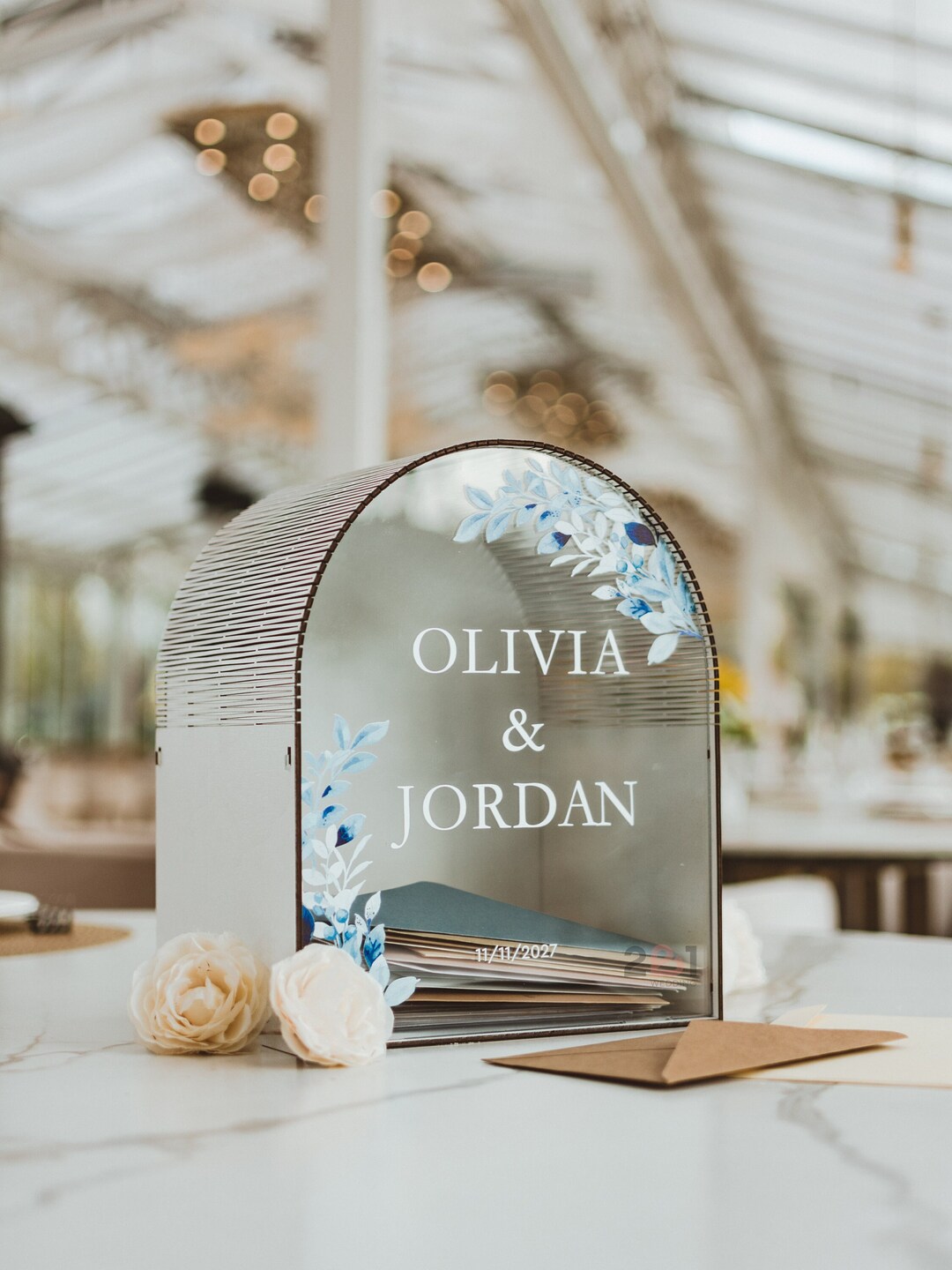 Acrylic Card Box for Wedding, Personalized Wedding Card Box, Rustic ...