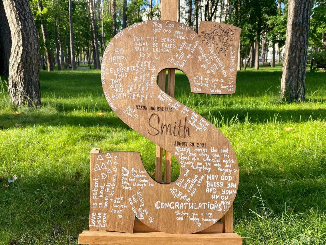 Monogram Wedding Guest Book Letter Sign Wedding Guest Book | Etsy