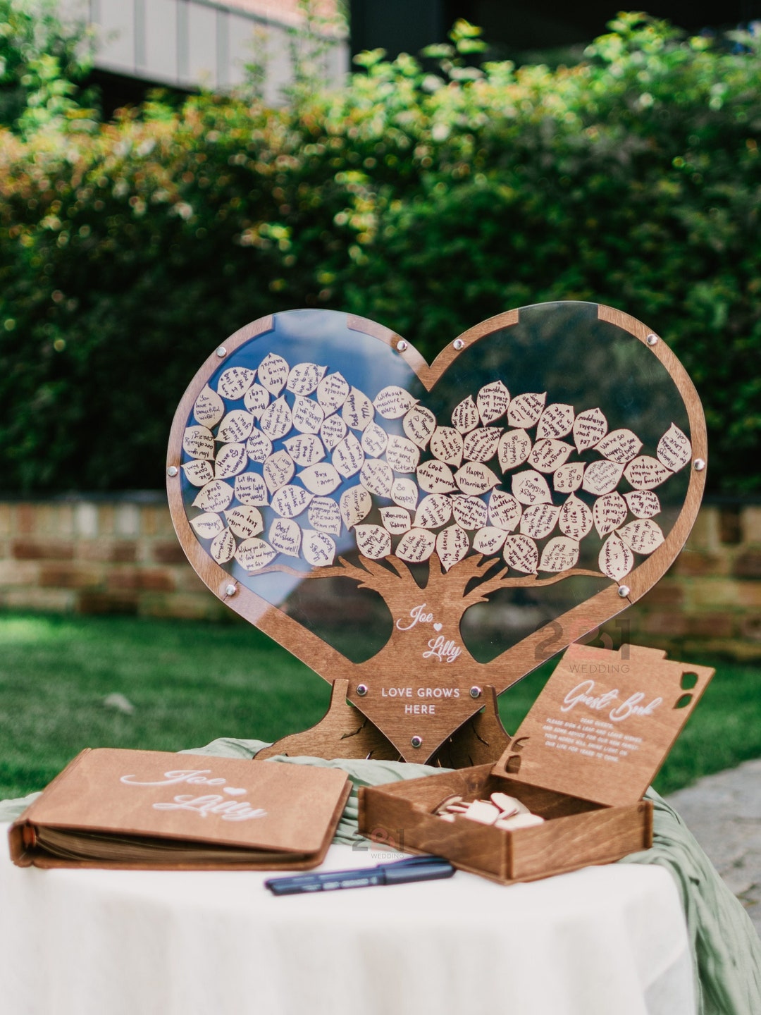 Wedding Guest Book Alternative, Wooden Heart Frame Guestbook for ...