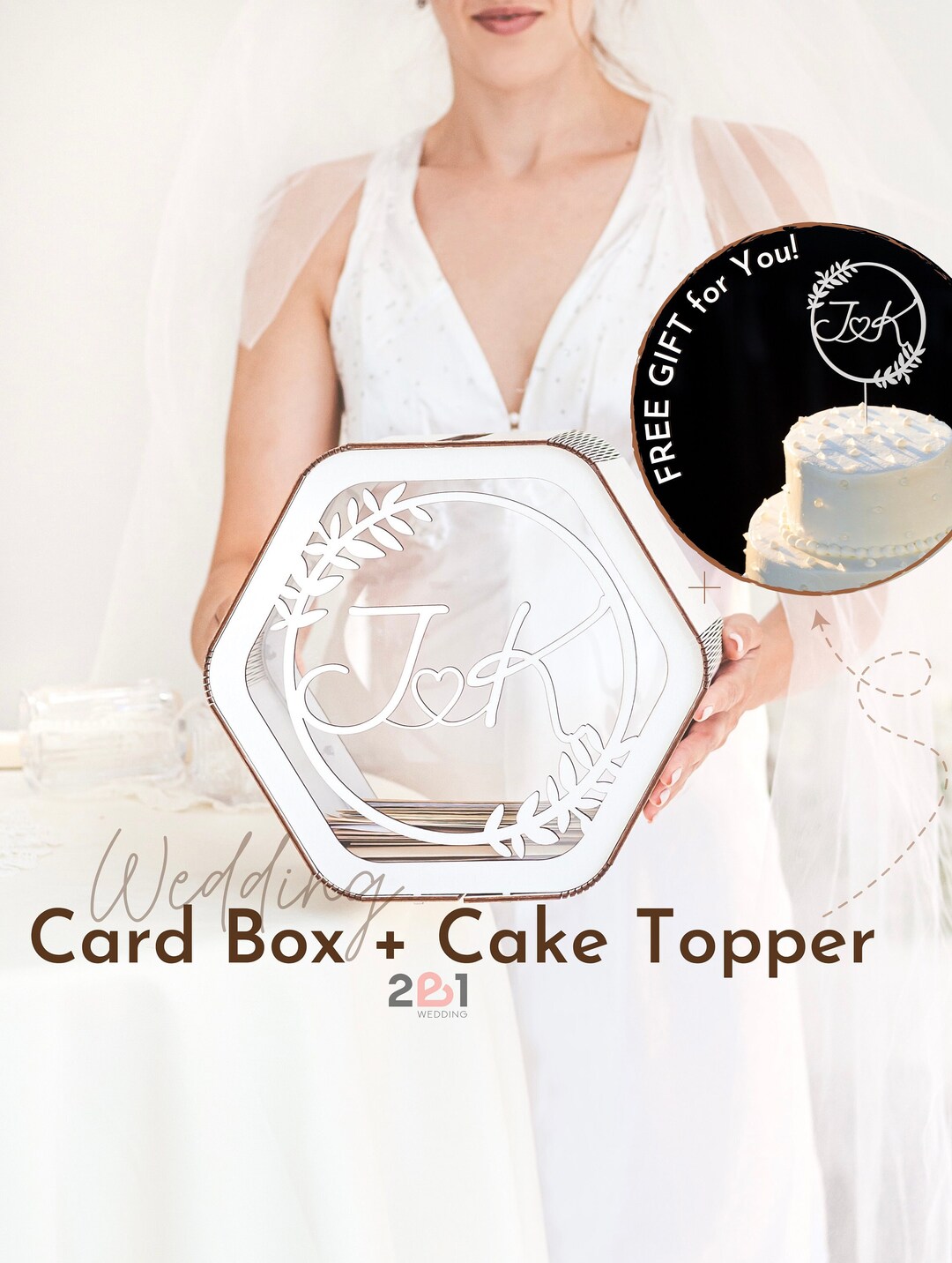 Personalized Wedding Card Box and Wedding Cake Topper, Set for Wedding ...
