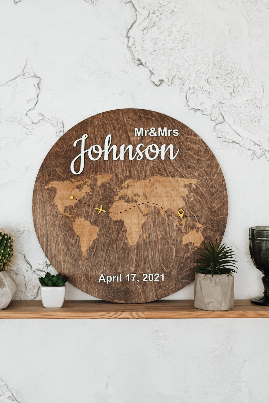 Personalized Travel Print - Custom Wedding Trip Honeymoon Memory Map ...