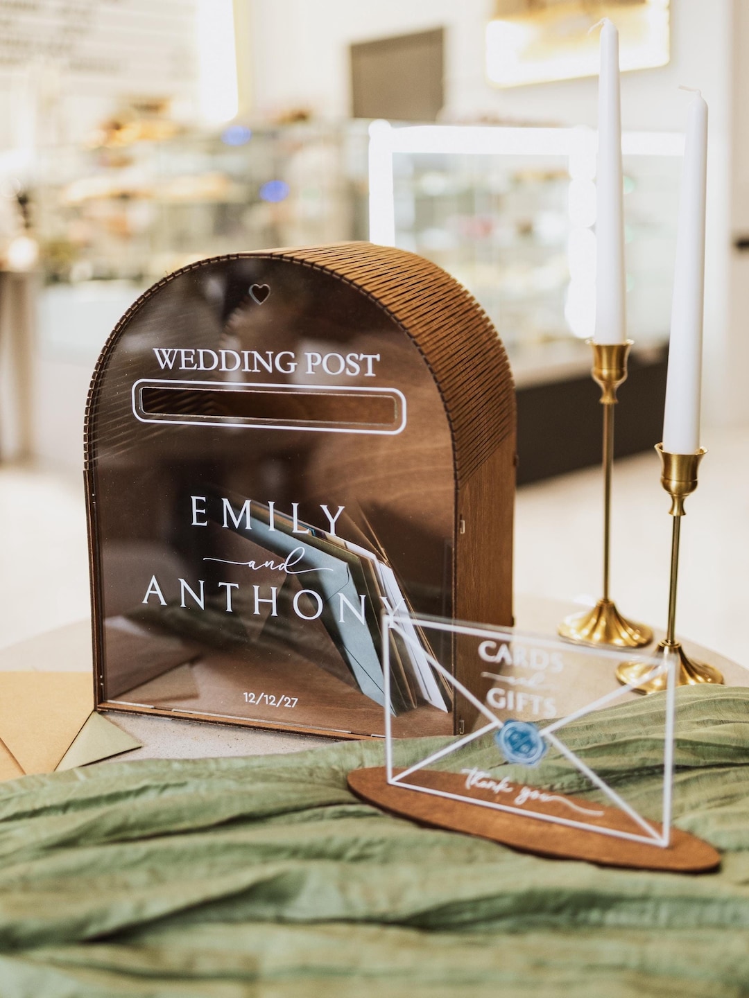 Wedding Post Box Personalized Card Box With Slot, Acrylic Card Box With ...