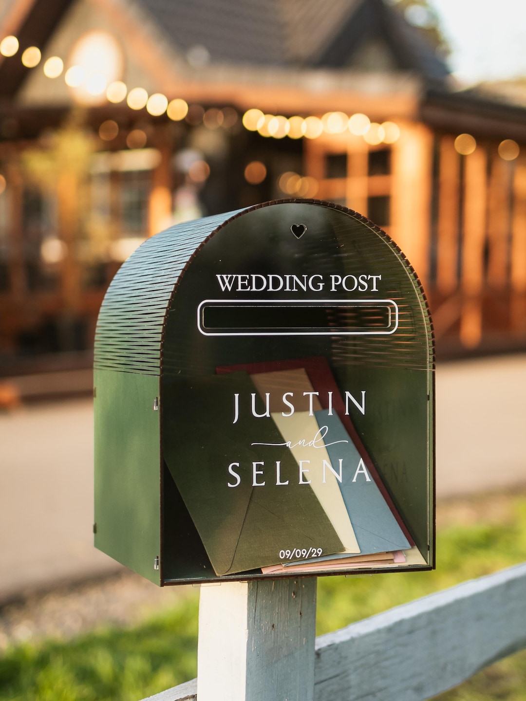 Wedding Post Card Box, Acrylic Card Box With Print, Reception Wooden ...