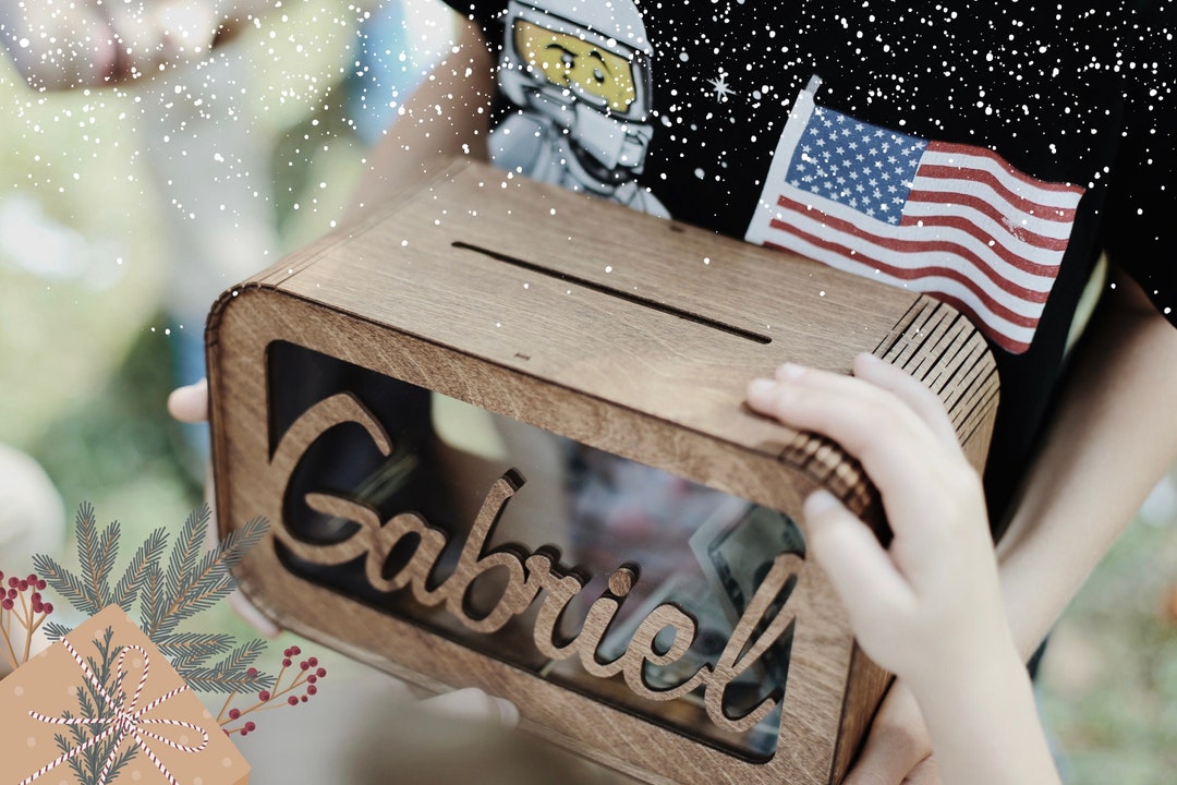 Name Piggy Bank, Christmas Gifts Ideas for Kids, Wooden Cash Box ...