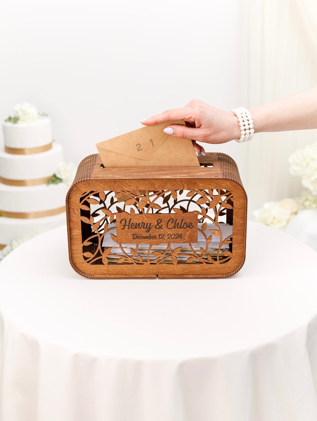Wedding Card Box With Slot, Personalized Card Box for Wedding, Wedding ...