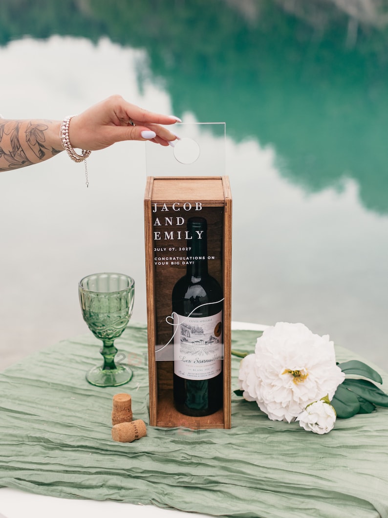 Personalized Wedding Wooden Wine Box, Wine Holder, Engraved Bottle ...