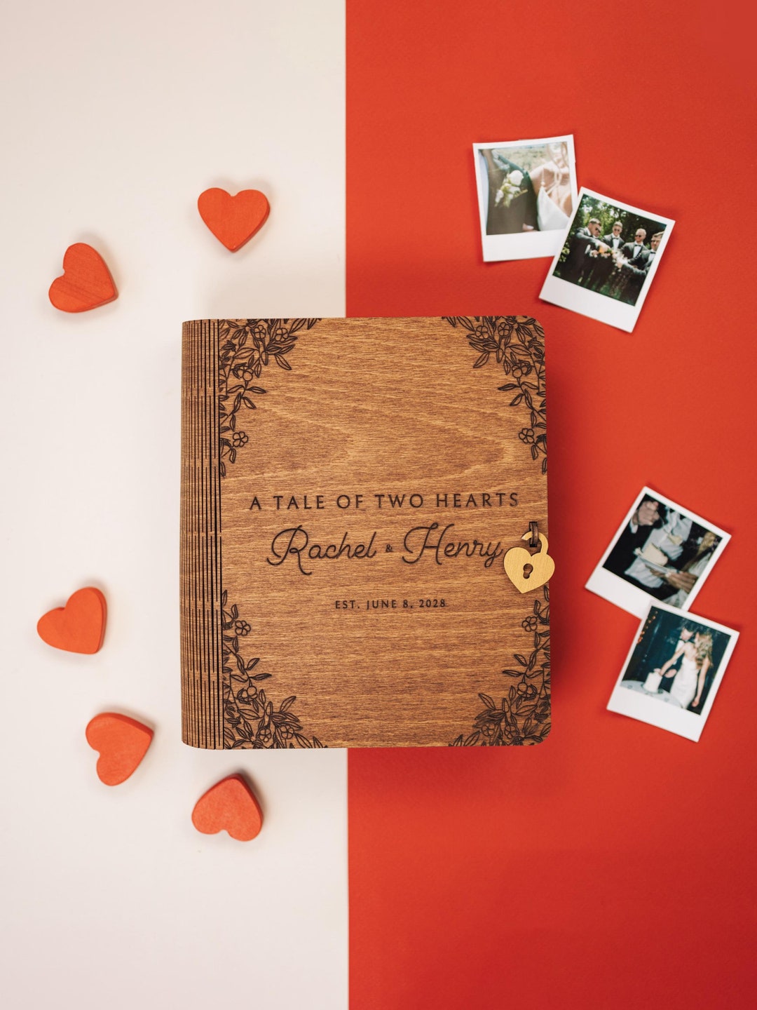 Memory Book for Couples Wood, Personalized Valentine's Day Gifts ...
