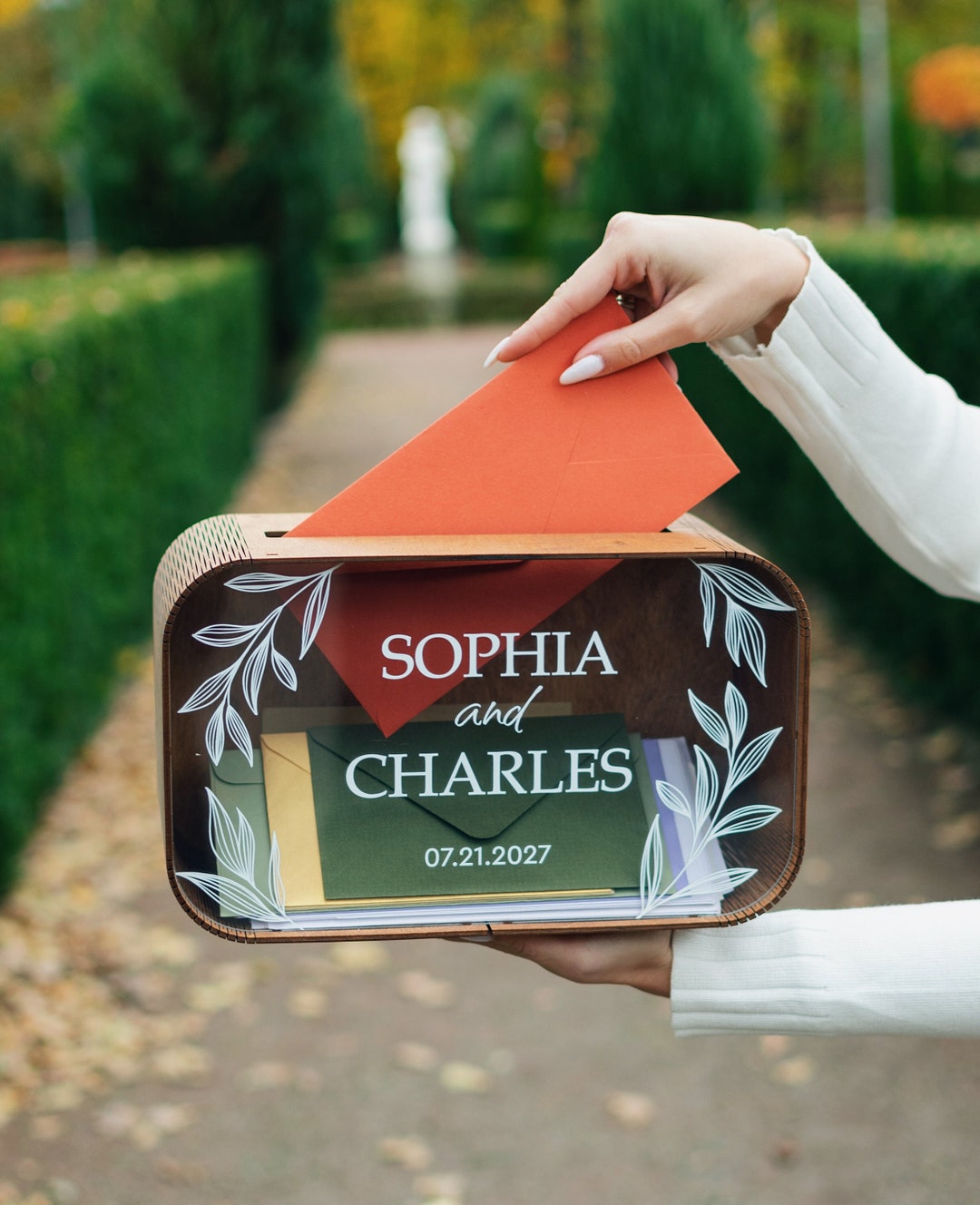 Personalized Wedding Card Box With Slot, Card Box With Acrylic Glass ...