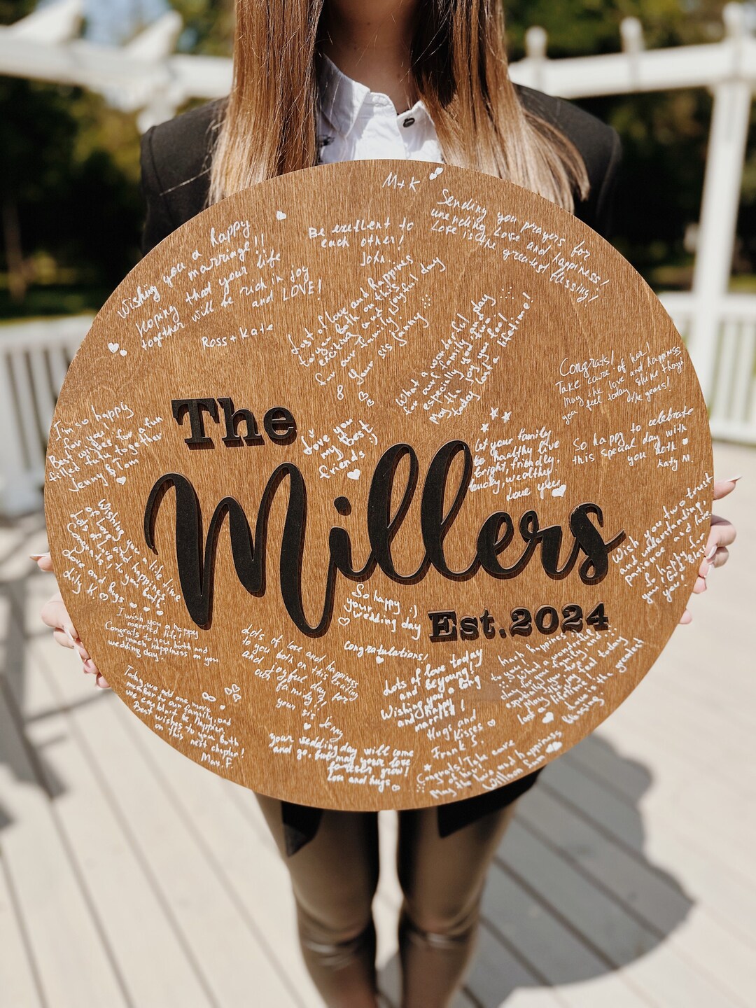 3D Wedding Guest Book Alternative Wood Custom Wedding Decor Circle ...
