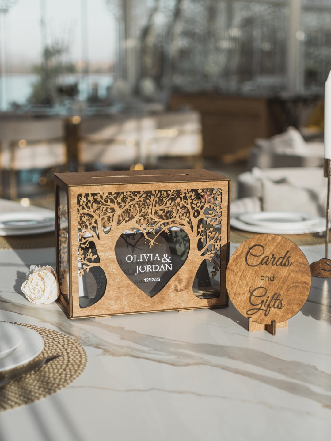 Personalized Wedding Card Box With Slot, Family Tree Card Box for ...