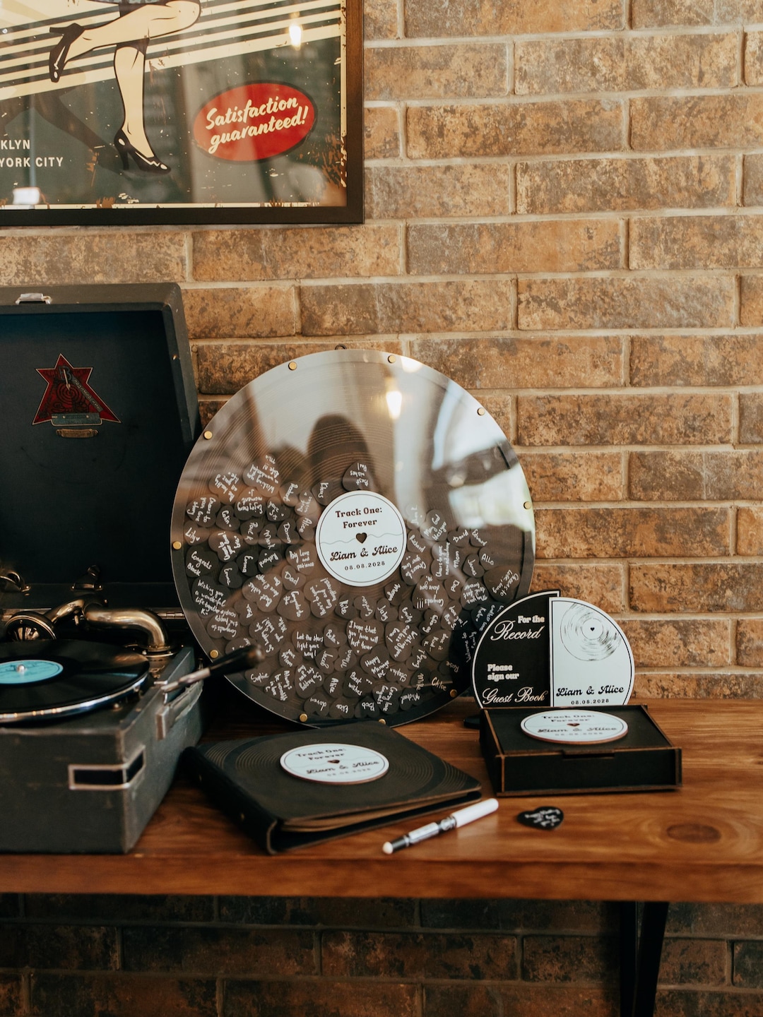 Vinyl Record Guest Book Alternative Wedding Guest Book Wood ...