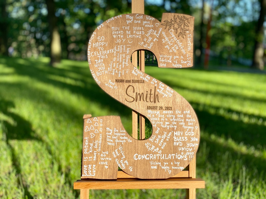 Monogram Wedding Guest Book Letter Sign, Wedding Guest Book ...