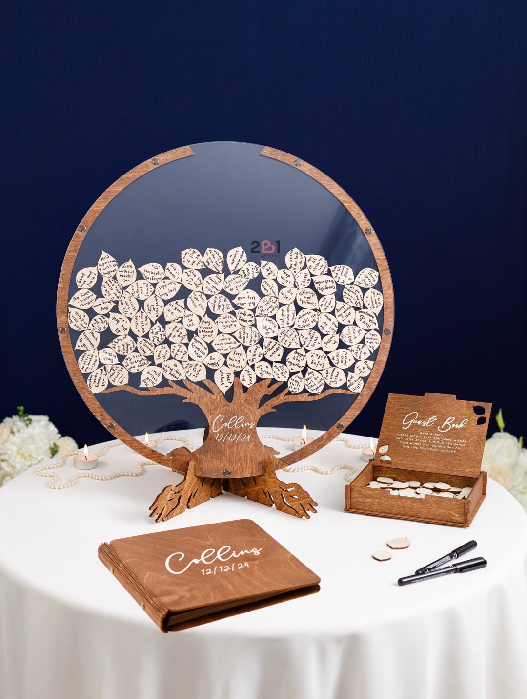 Wedding Guest Book Alternative, Family Tree Guest Book Wedding - Wood ...