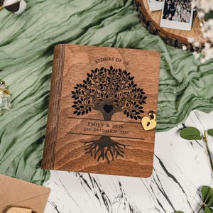 Memory Book for Couples Wood, Keepsake Chest, Personalized Gifts, 5th ...