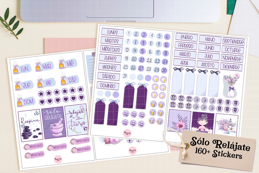 DIGITAL and PRINTABLE Spanish STICKERS, Monthly Bullet Journal Stickers ...