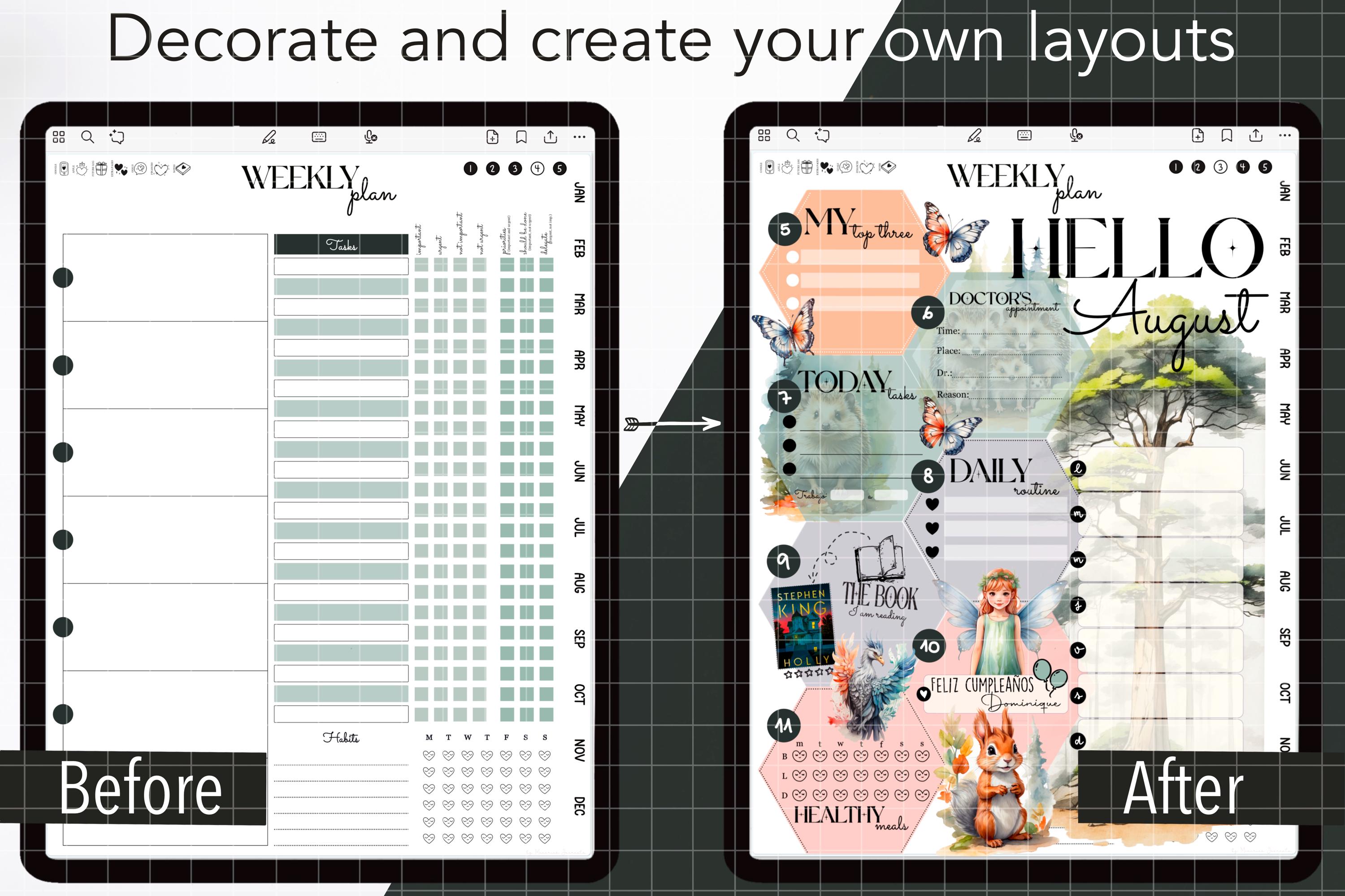 COLOR-CHANGING WIDGETS in Spanish for Goodnotes. Functional Digital ...