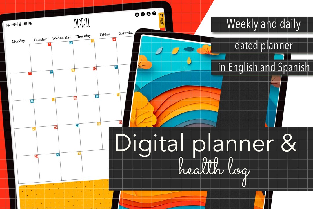 HEALTH PLANNER and DIGITAL Planner in English and Spanish. Themed ...