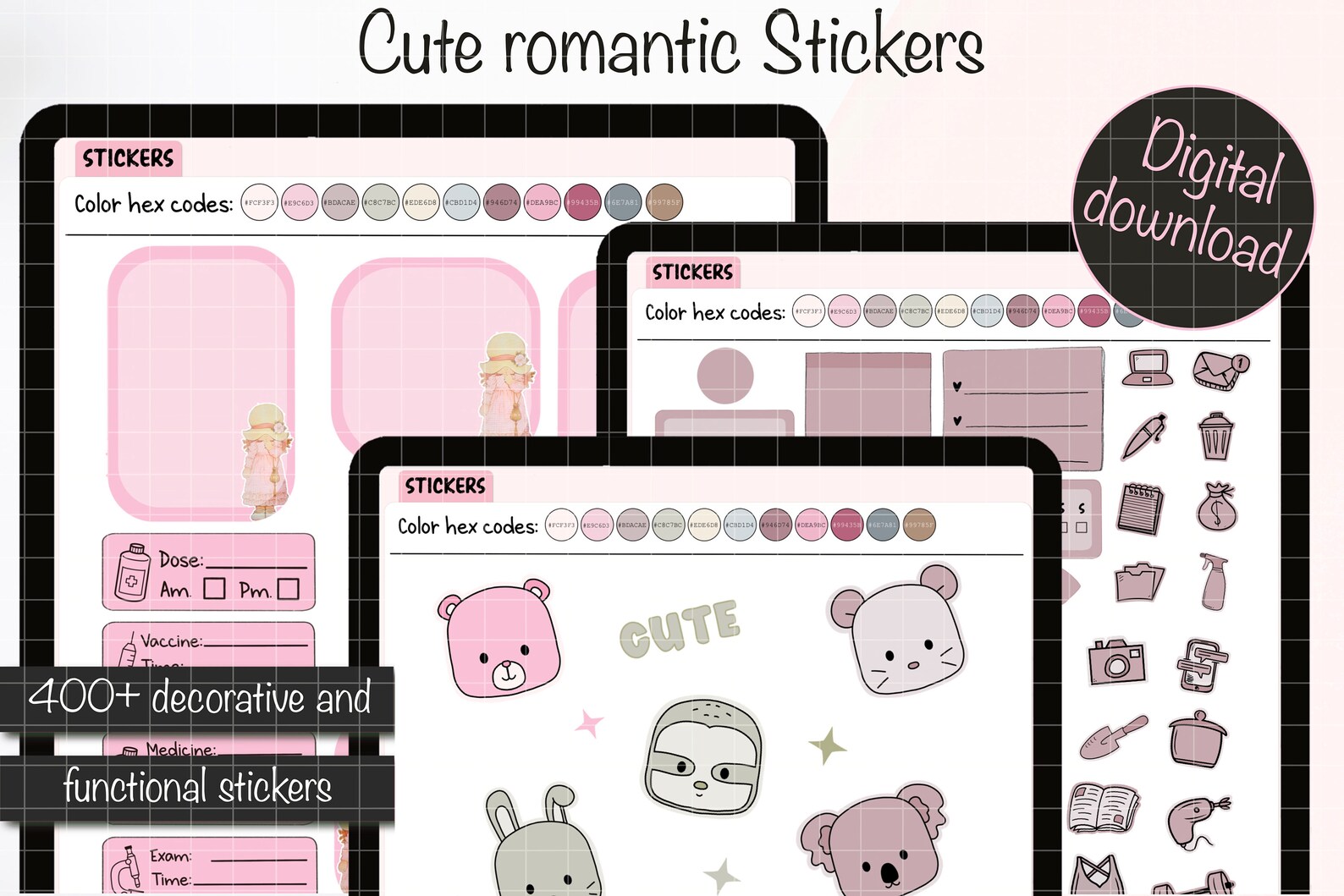 400+ Decorative and Functional Digital Stickers in English and Spanish ...