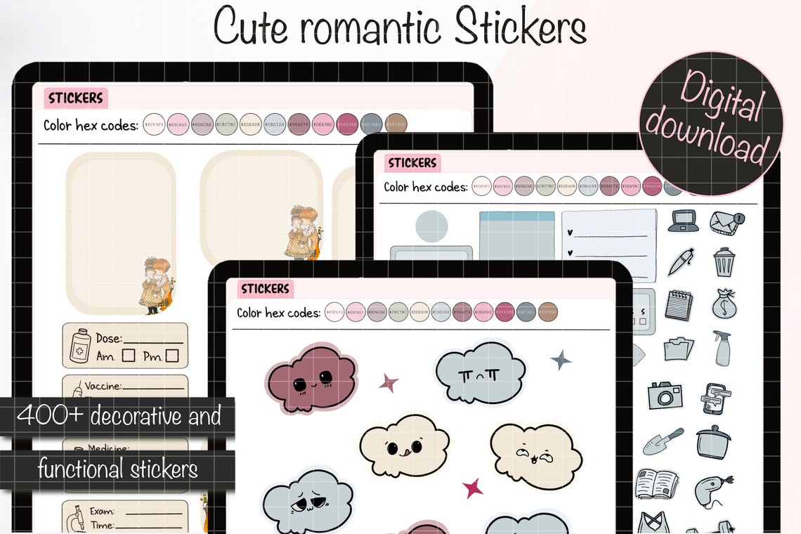 400+ Decorative and Functional Digital Stickers in English and Spanish ...