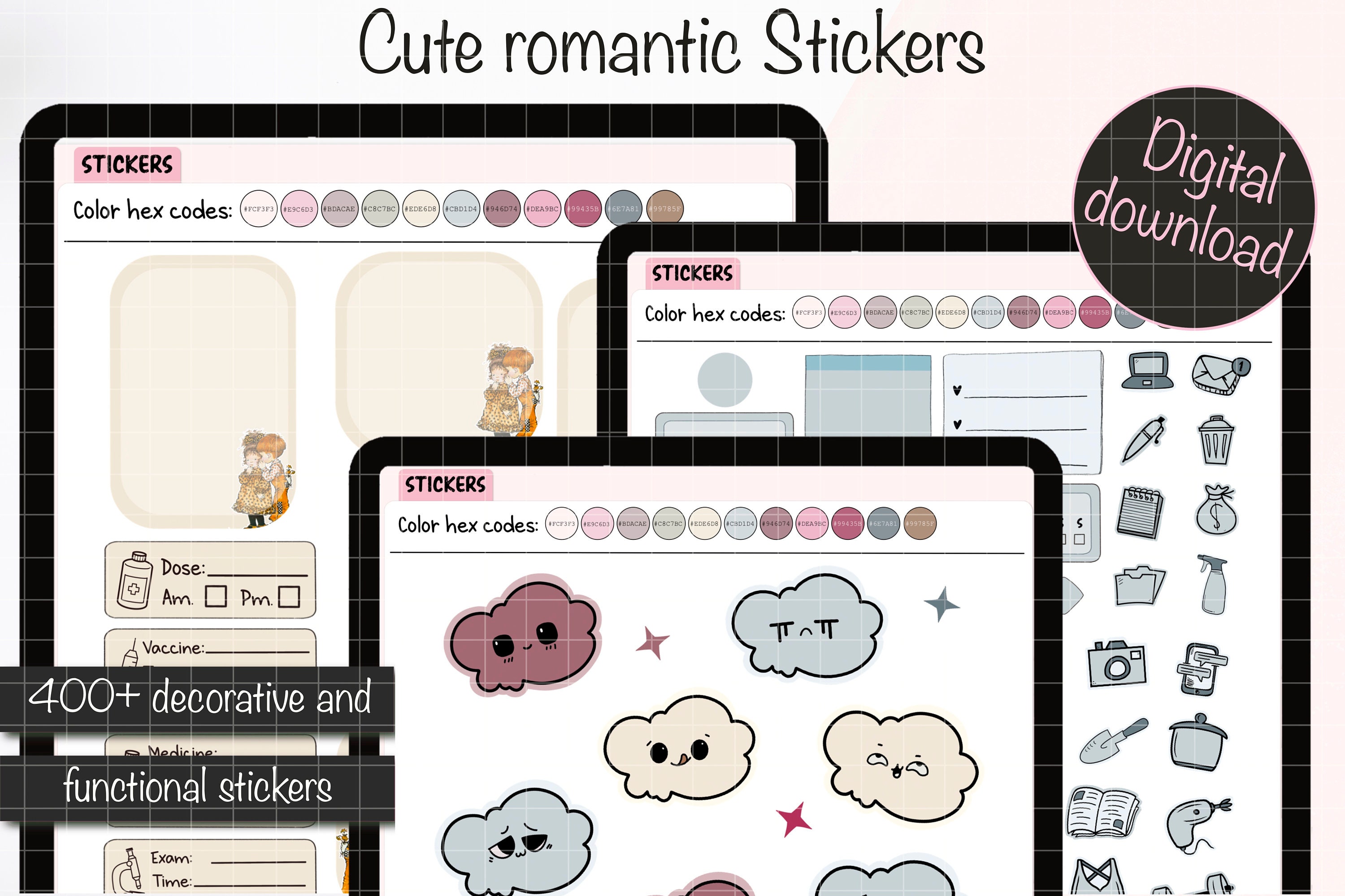 400+ Decorative and Functional Digital Stickers in English and Spanish ...