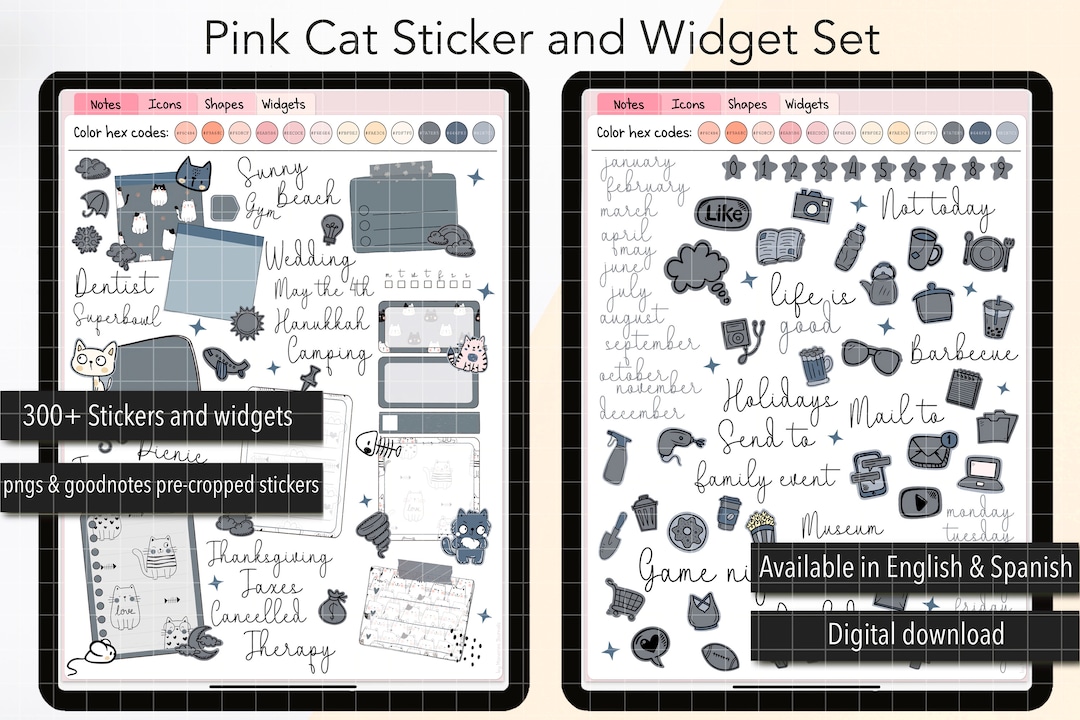 300+ DIGITAL STICKERS, Icons, and WIDGETS in English and Spanish ...