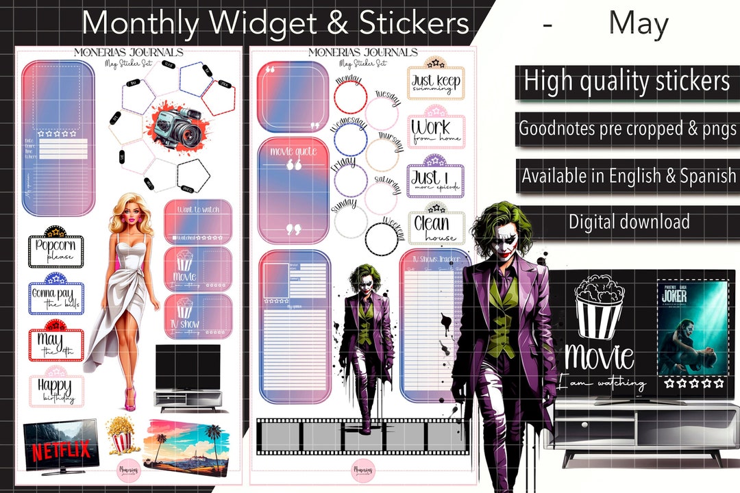 MOVIE and Tv Show DIGITAL STICKERS in Spanish and English. 100+ Fun ...