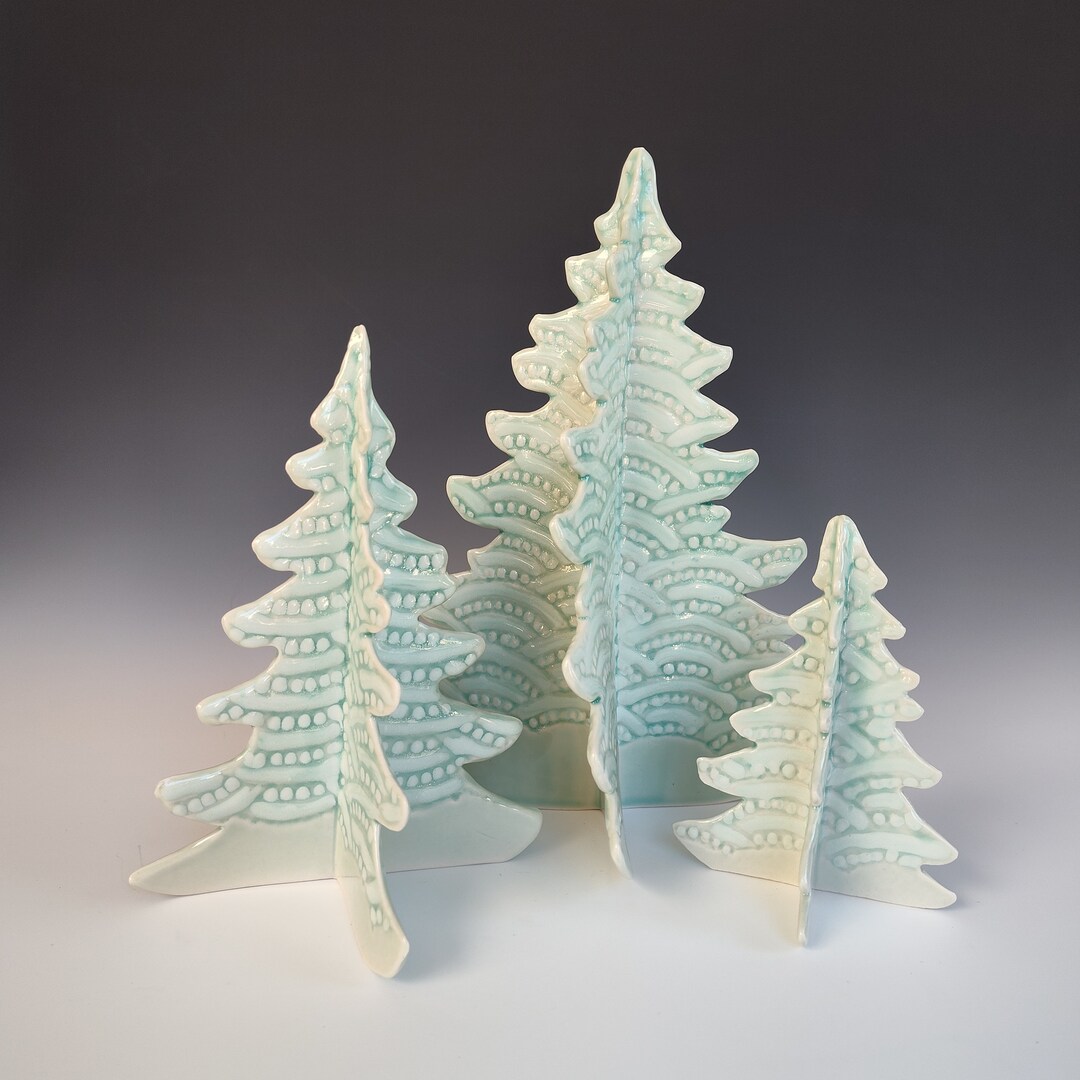 Aqua Porcelain Tree Imprinted With Embroidery by Stacey Esslinger - Etsy