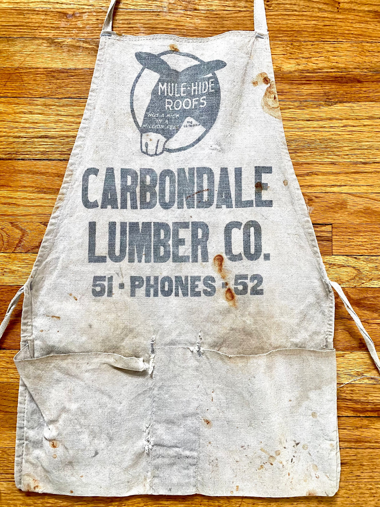 Vintage Work Apron Carbondale Lumber Co Mule Hide Roofs | Etsy