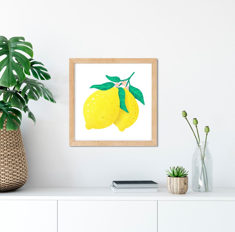 Lemon Art, Lemon Print, Abstract Lemon Print, Kitchen Print, Kitchen ...