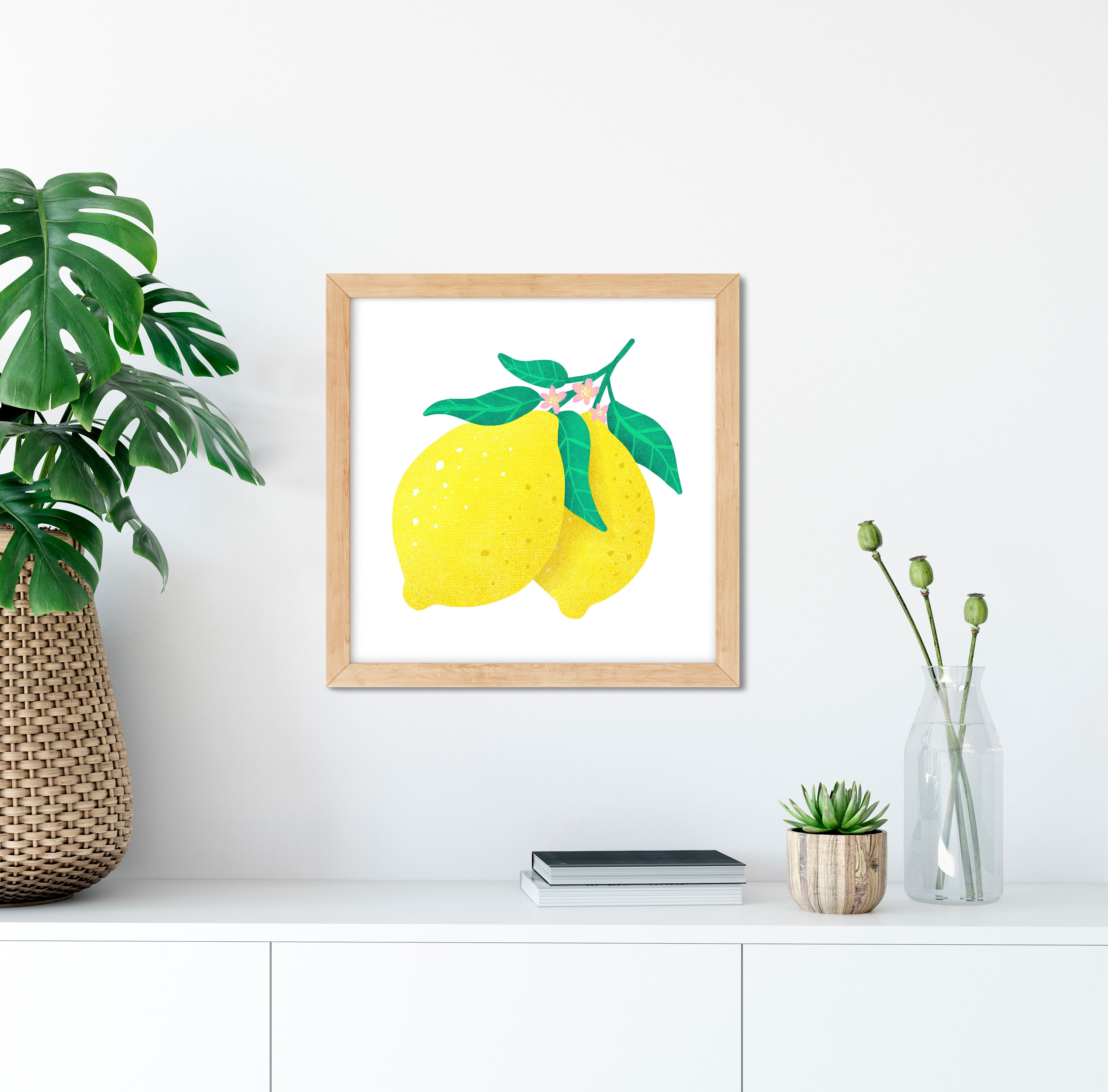 Lemon Art, Lemon Print, Abstract Lemon Print, Kitchen Print, Kitchen ...