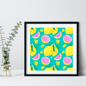 Lemon Art, Lemon Print, Abstract Lemon Print, Kitchen Print, Kitchen ...