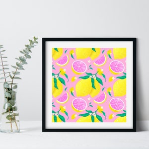 Lemon Art, Lemon Print, Abstract Lemon Print, Kitchen Print, Kitchen ...
