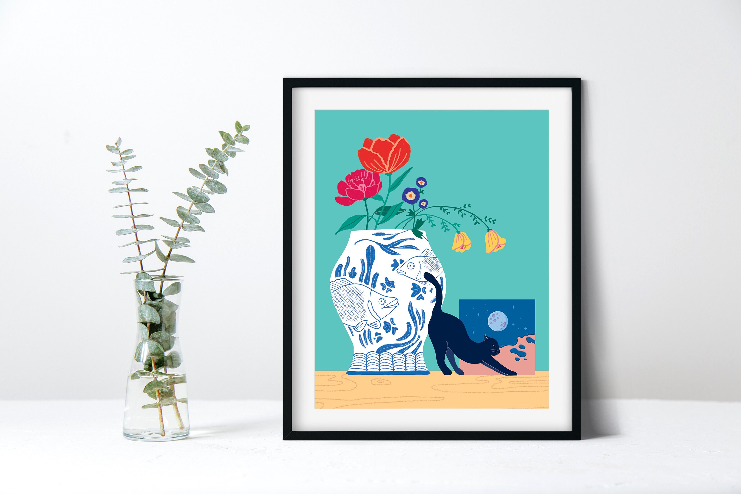 Cute Cat Nursery Art Print Cat Nursery Art Cat Poster Black - Etsy
