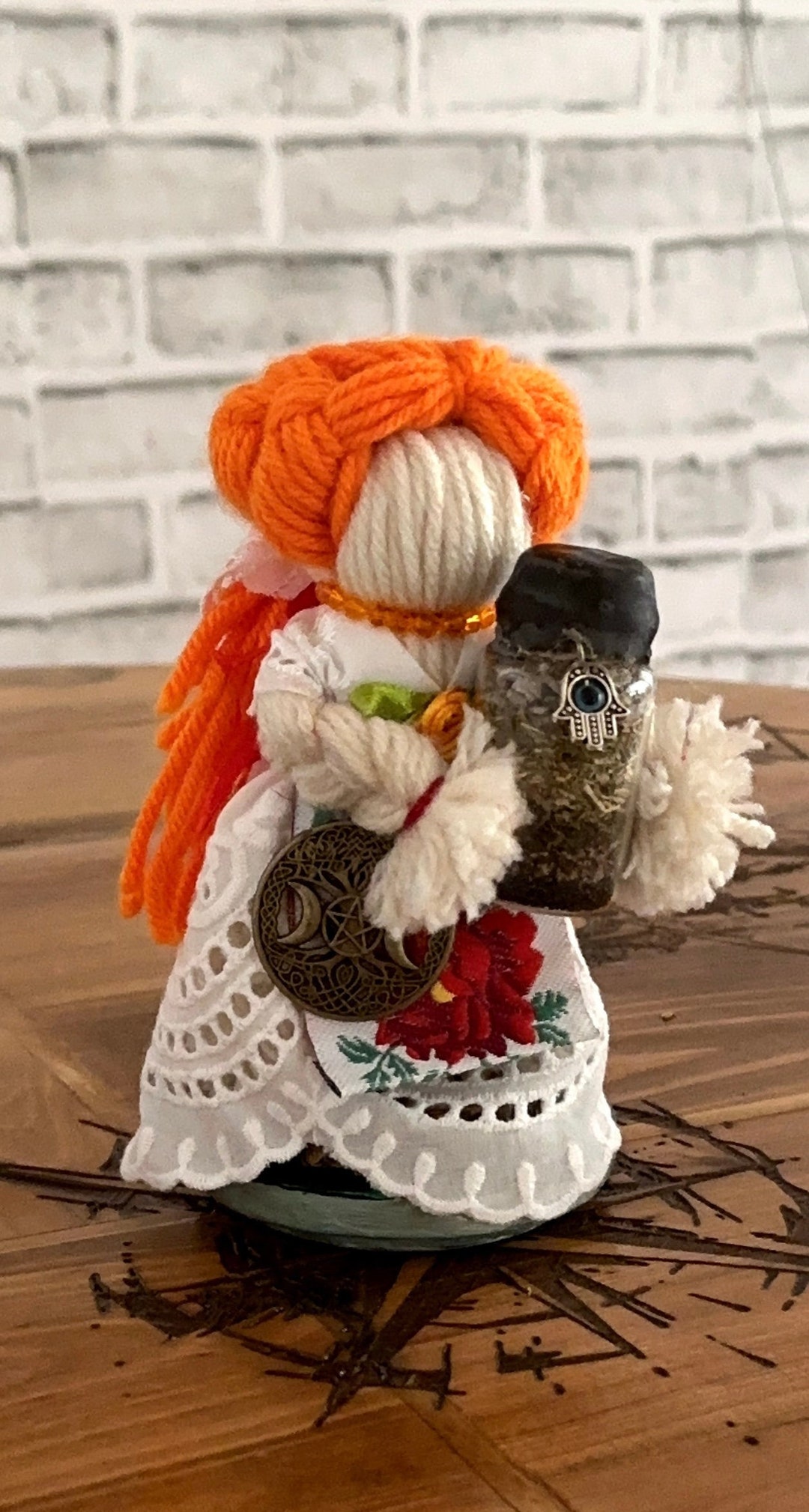 Guardian Pagan Yarn Doll With Protection Spell Bottle/affirmation for ...