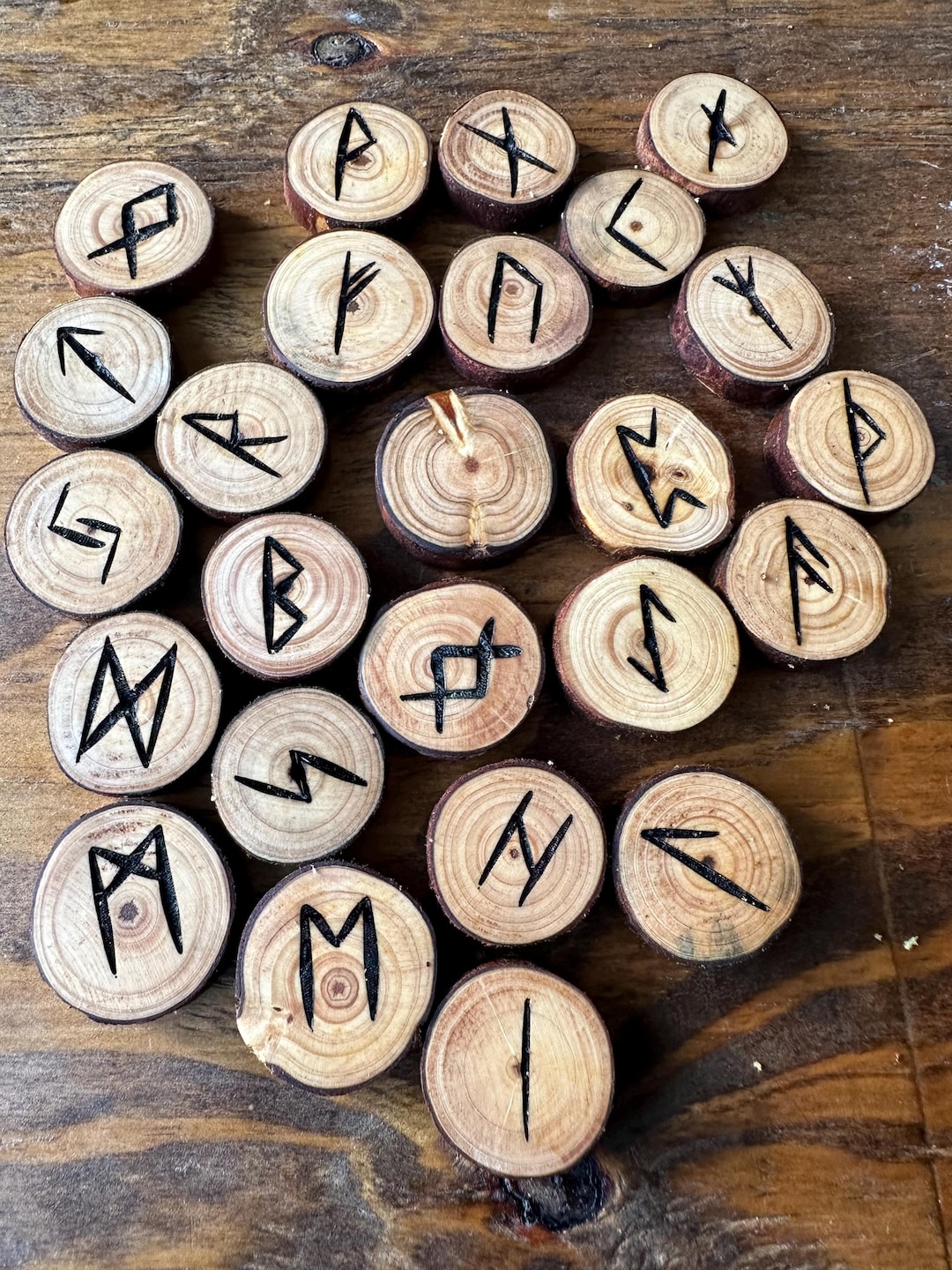 Pine Tree Runes Set With Interpretation Guide/handmade/25 Elder Futhark ...