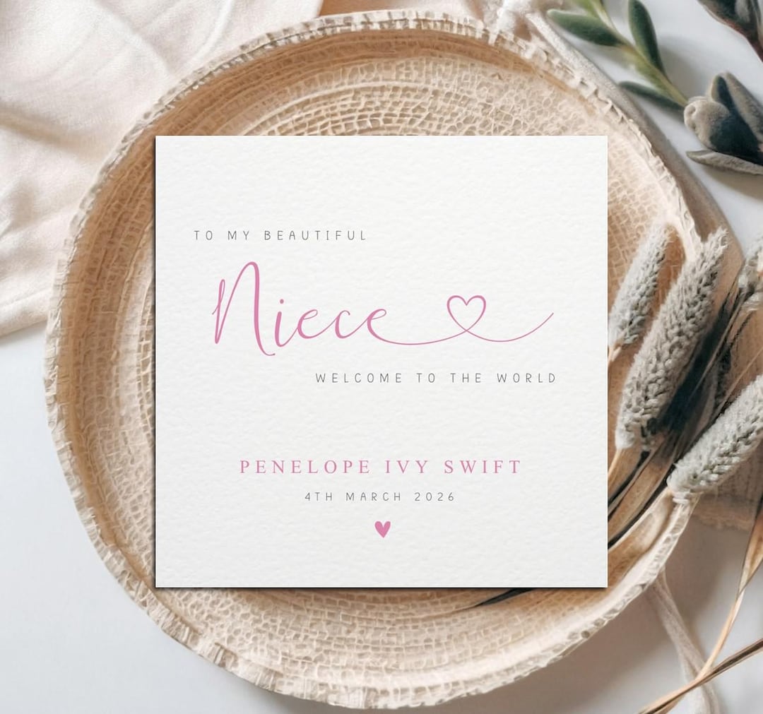 Personalised Beautiful Niece Welcome to the World Card I Luxury I ...