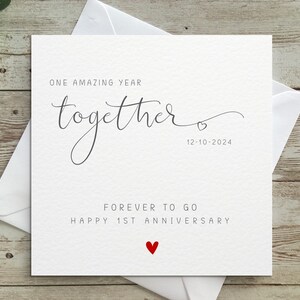 Personalised Anniversary Card, One Amazing Year Together, Forever to Go ...